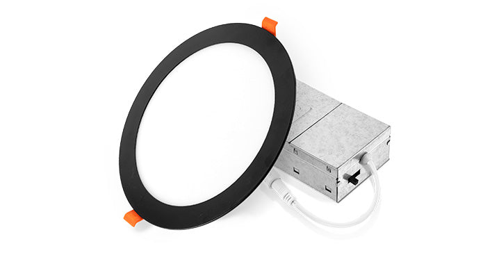 8" LED Recessed Mini Panel Round, 20W, CCT Selectable, 120V, Black or ...