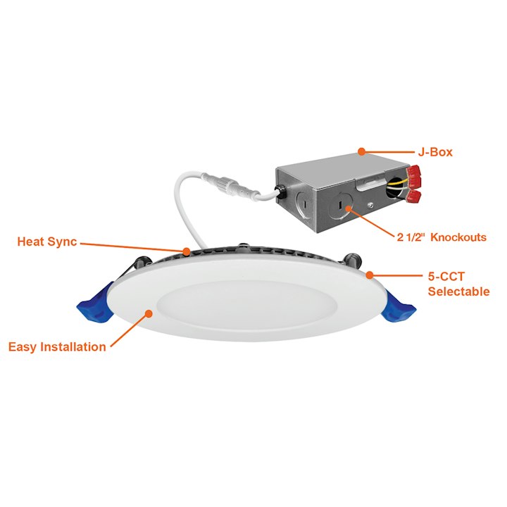 3" External J-Box Round Downlight: Slim-Line, 8W, 500 Lumens, CCT ...