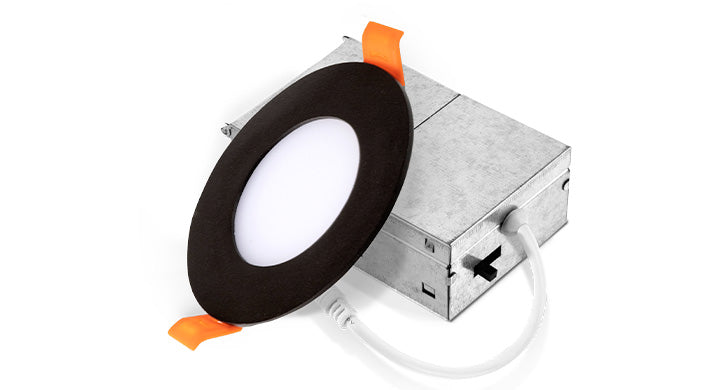 3" LED Round Wafer Recessed Mini Panel, 6W, CCT Selectable, 120V, Black ...