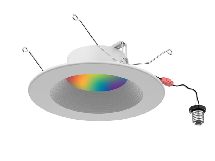 6 Inch LED RGB+W Smart Round Downlight Retrofit, 12W, CCT Selectable ...