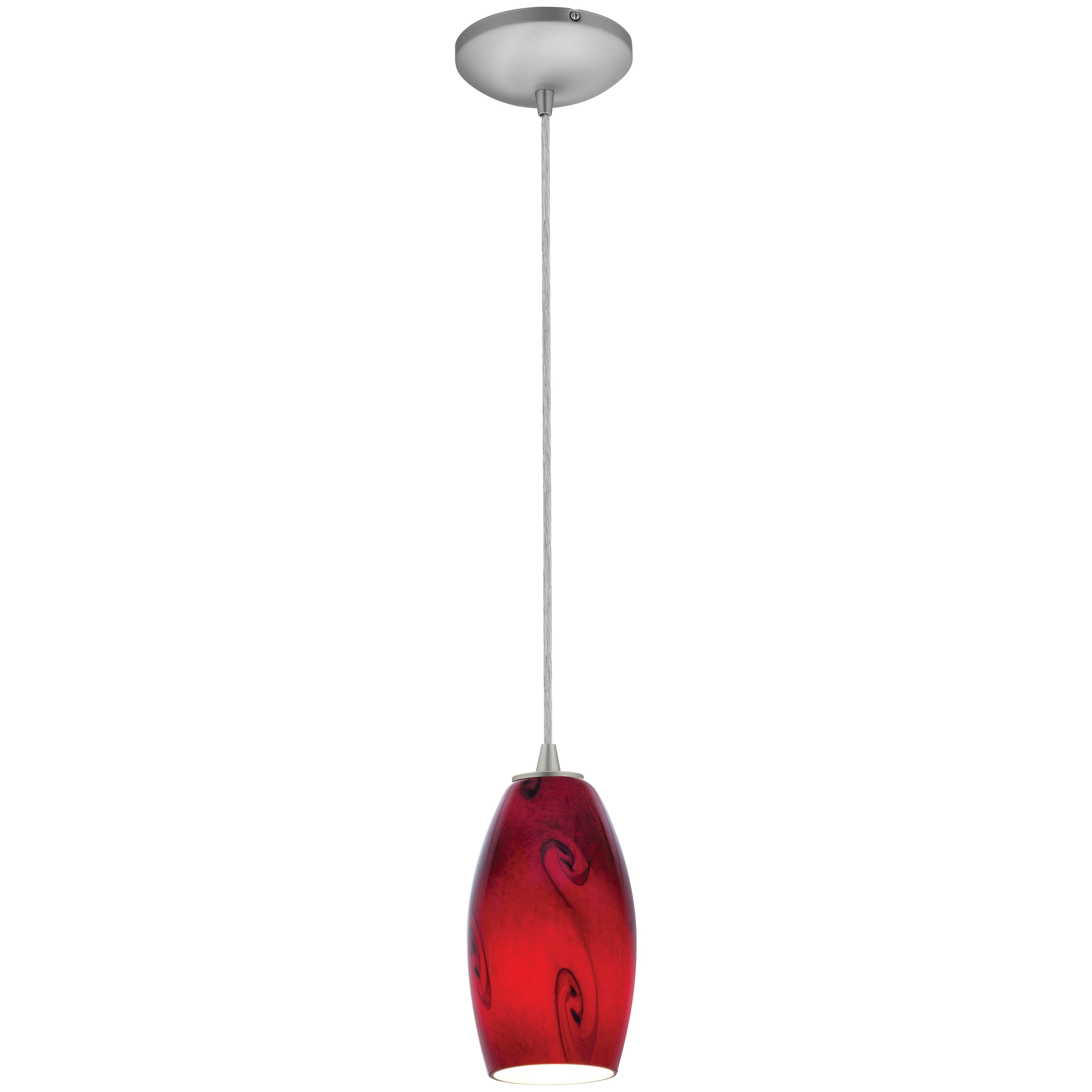 LED Pendant Light, Red Sky Diffuser, Brushed Steel Finish, 100W, 120V ...