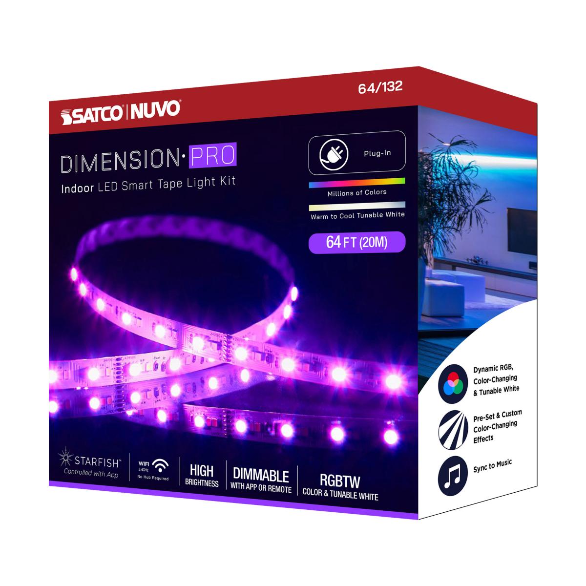 Dimension Pro, Tape Light Strip; 64 ft, Hi-Output, RGB plus Tunable ...