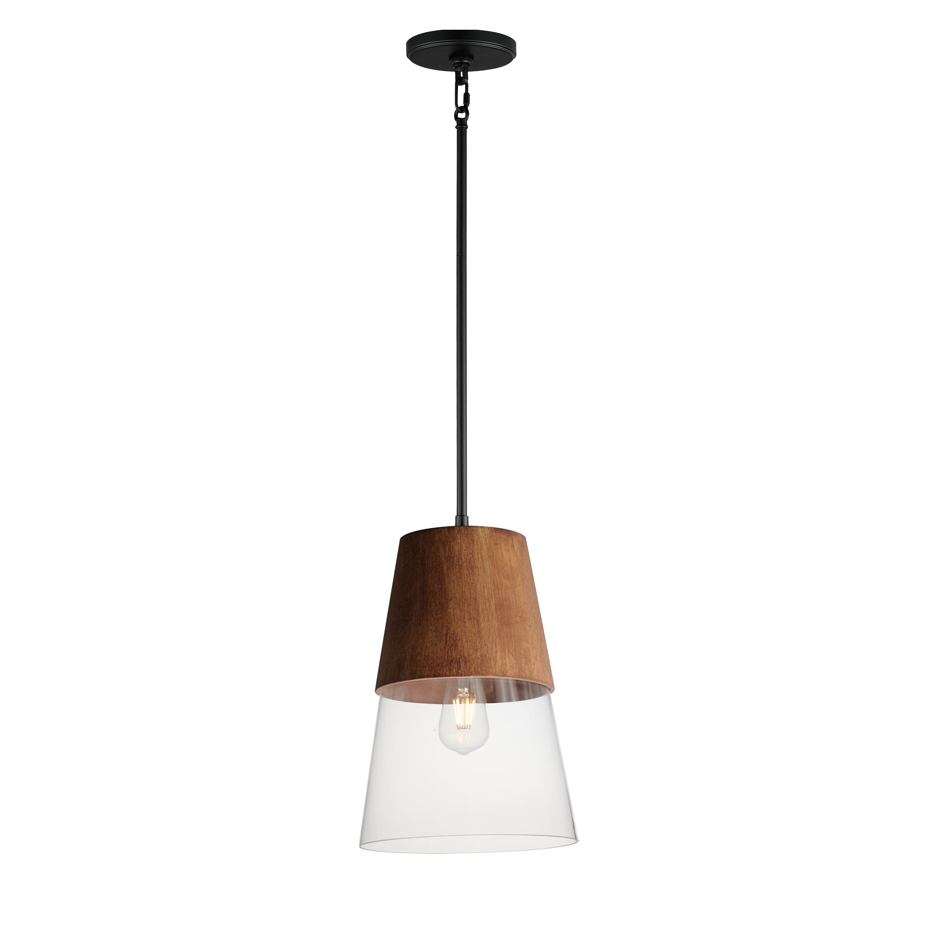 Carpenter 10" Mini Pendant, Walnut / Black | Warehouse-Lighting.com