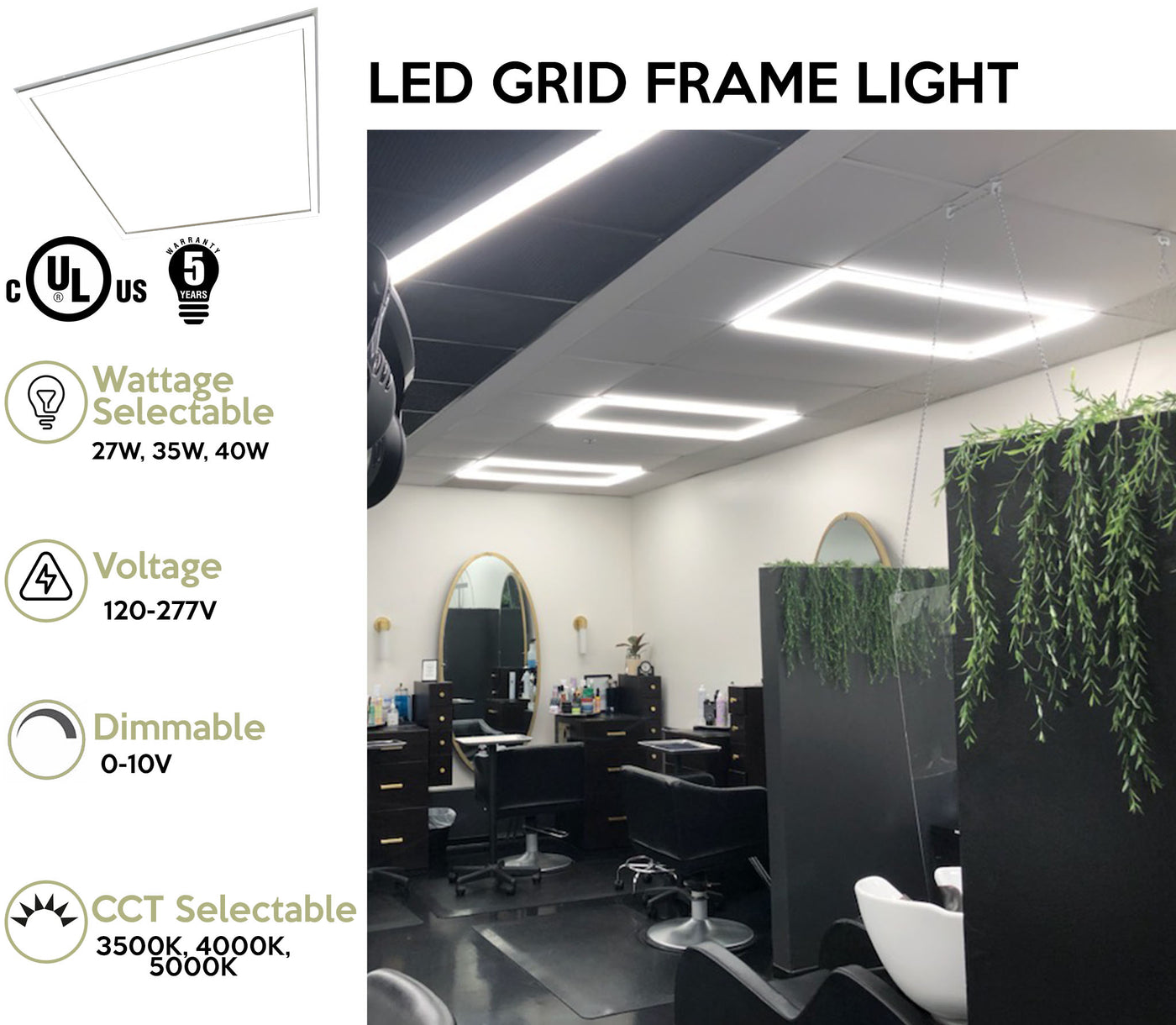 2x2 Ft LED Grid Frame Light Selectable Wattage and CCT | Warehouse ...