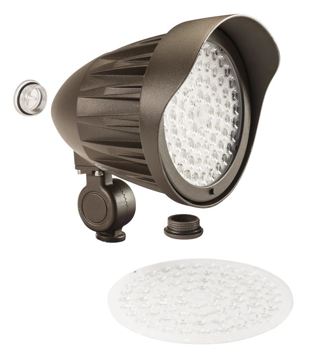 LED Bullet Flood Light, 25W, 3292 Lumen Max, Wattage and CCT Selectable, Integrated Photocell ...