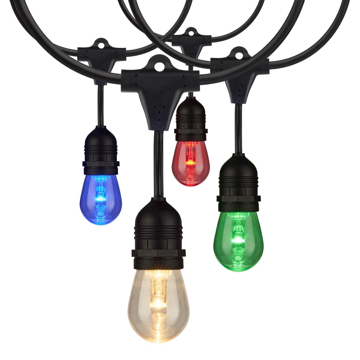 48FT, LED String Light; 15-S14 lamps, 12 Volts, RGBW with Infrared ...
