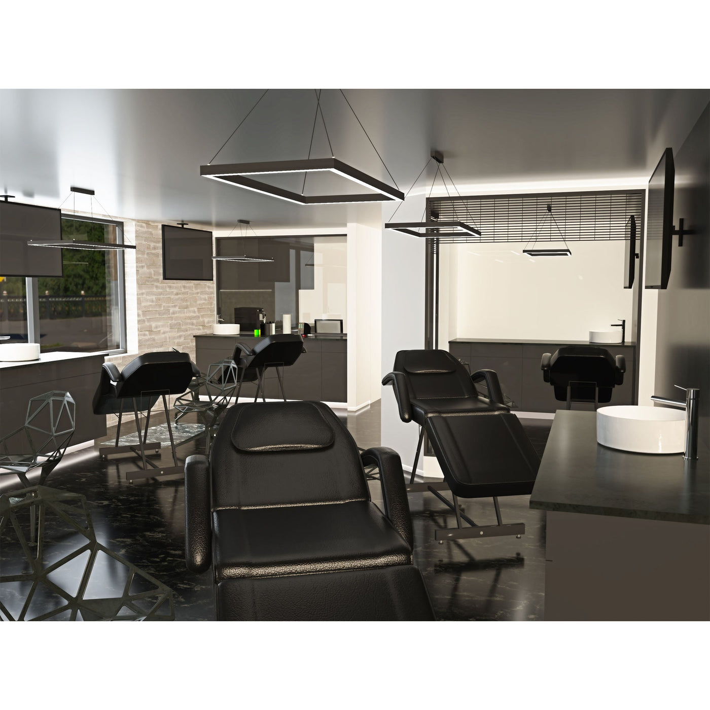 2x2 Square Pattern LED Linear Direct/Indirect Pendant Fixture, 12,600 ...