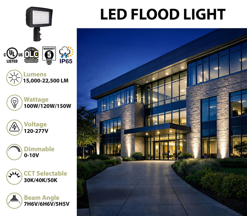 LED Flood Light, 22,500 Lumen Max, Wattage, CCT and Optic Selectable ...