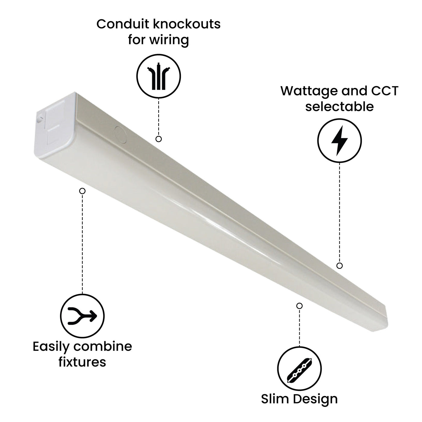 4 FT LED Narrow Strip Light, 5500 Lumen Max, Wattage and CCT Selectable ...