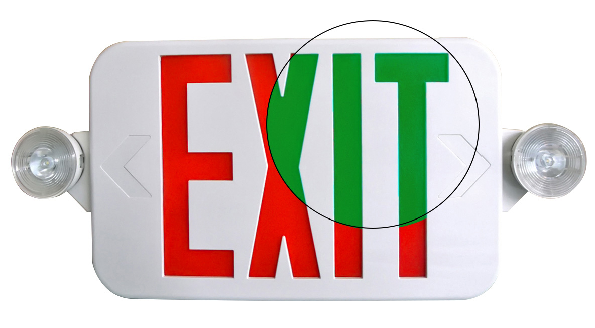 Low Profile LED Exit and Emergency Thermoplastic Combo, Red/Green - WHL ...
