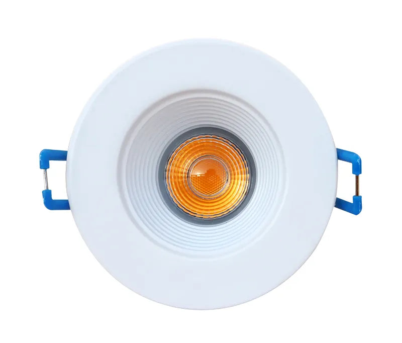 2" LED Round Recessed Baffle Light w/ External J-Box, White, 8W, 30K ...