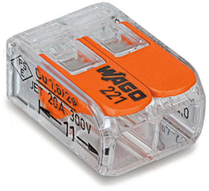 Wago Compact Splicing Connectors, 2-Conductor Connector, 100 pack - 221 ...
