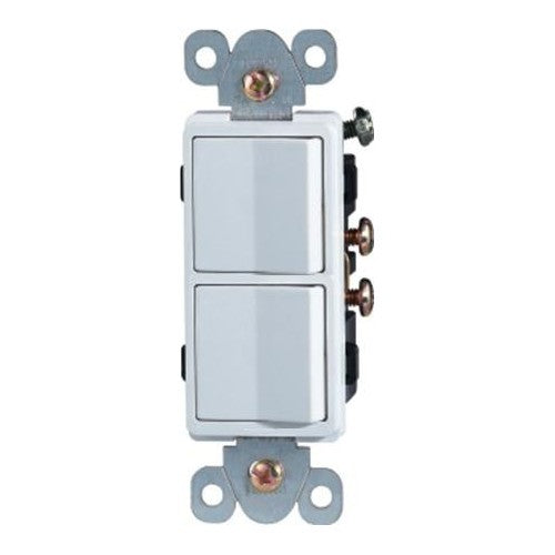 Commercial Grade Decorative Double Rocker Switch -White 15A-120/277V ...