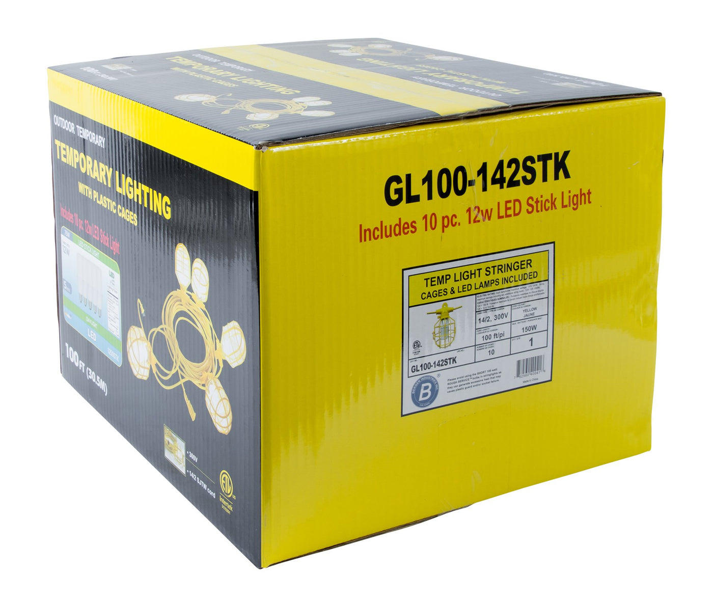 Bergen Industries GL100142STK Temp Light String, 14/2, 100ft, 15A Male ...