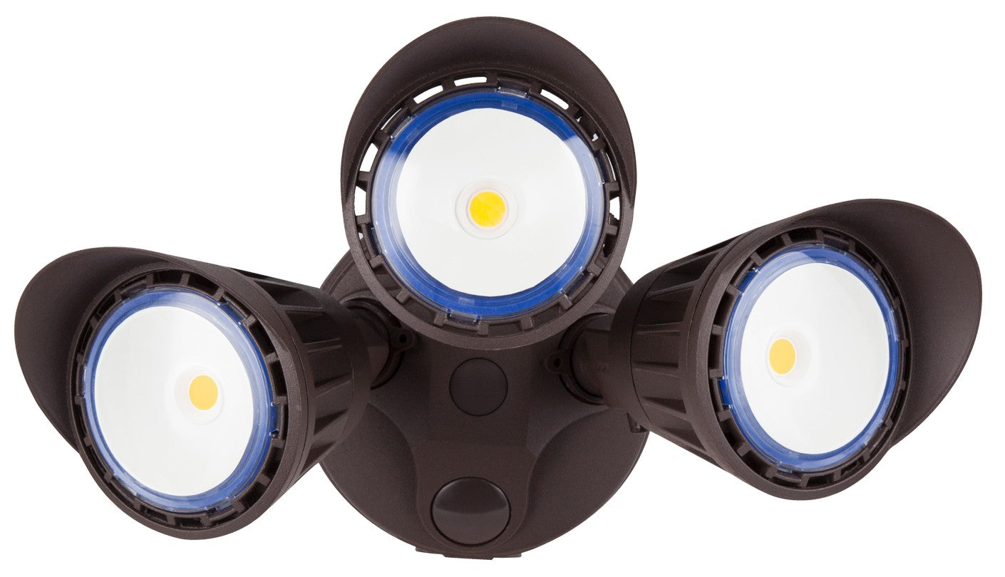 3 Head LED Dimmable Security Light, 30 watt, Bronze or White Finish ...