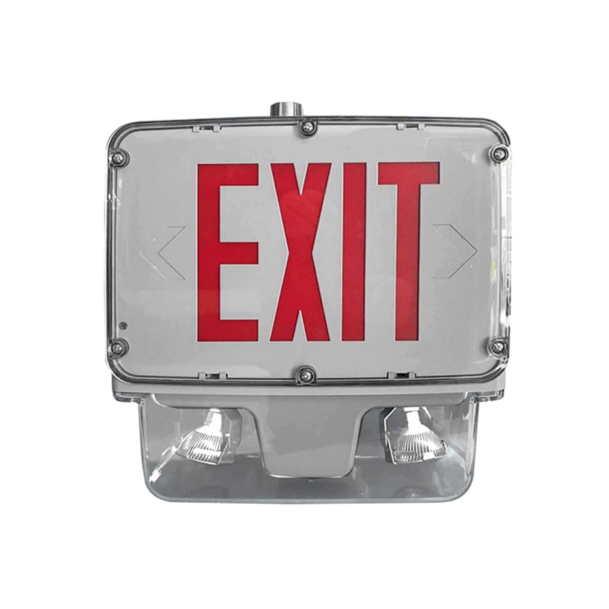 Wet Location LED Exit/Emergency Combo, Single Face, 15W, 6V or 12V, Red ...
